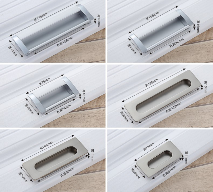 Light Coffee Zinc Dented Sunken Door Pulls European Hidden Dresser ...