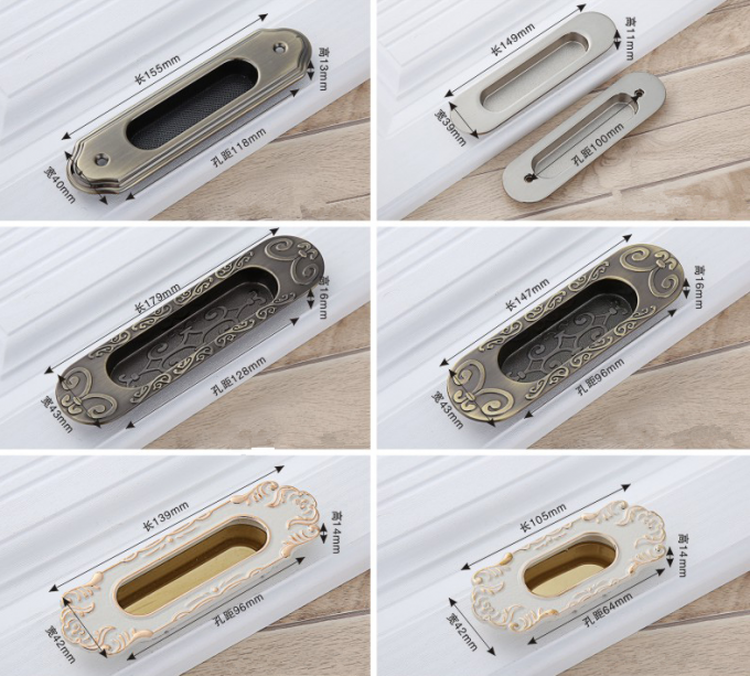 Light Coffee Zinc Dented Sunken Door Pulls European Hidden Dresser ...
